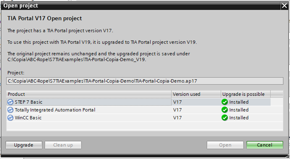 Upgrading a Siemens S7 TIA Portal Project